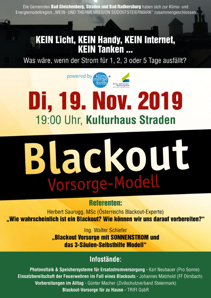 Vortrag „Blackout-Vorsorge“, im Rahmen der Klima- und ... Vortrag „Blackout-Vorsorge“, im Rahmen der Klima- und ...