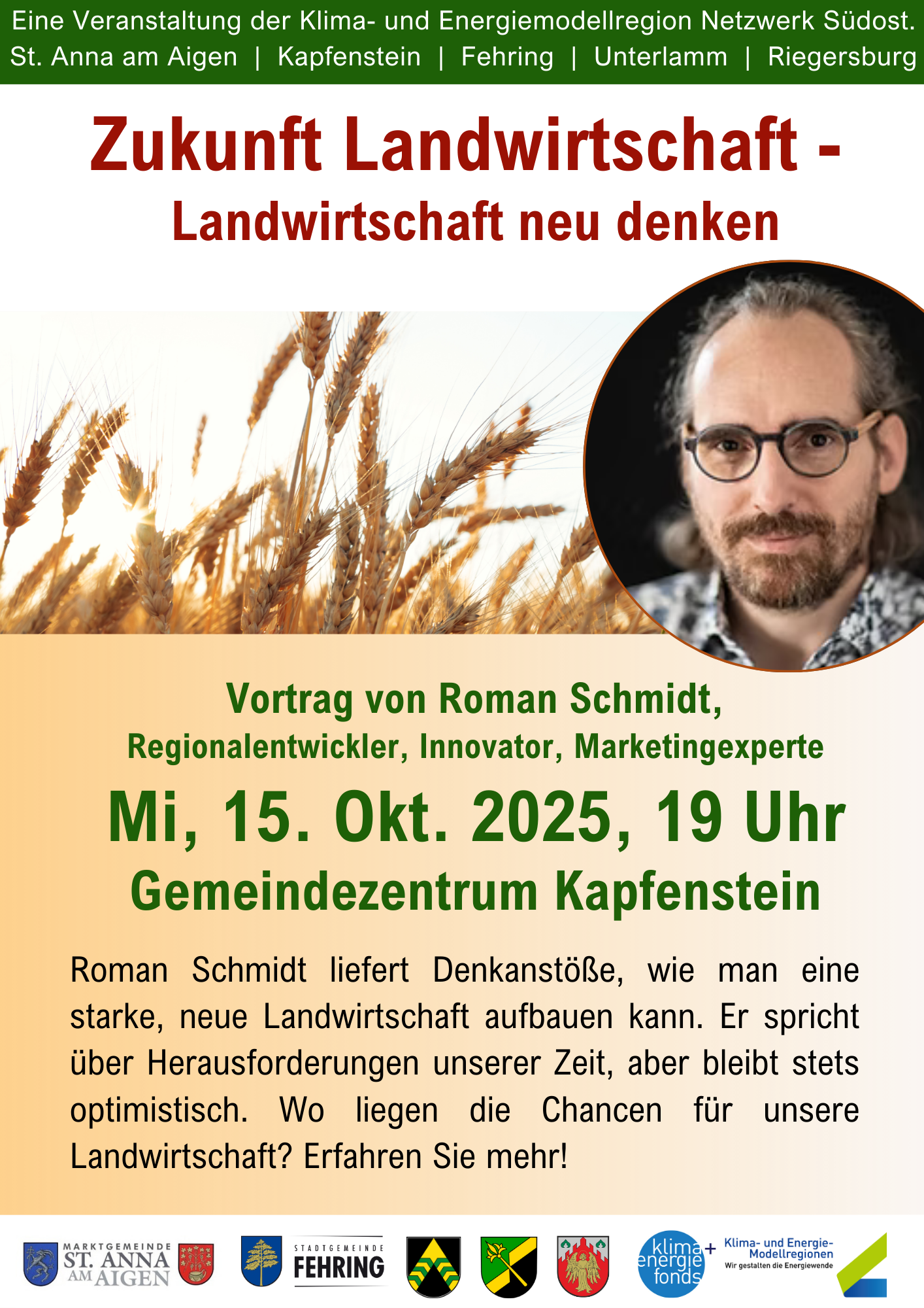 Vortrag „Zukunft Landwirtschaft – Landwirtschaft neu denken“ - Vulkanland